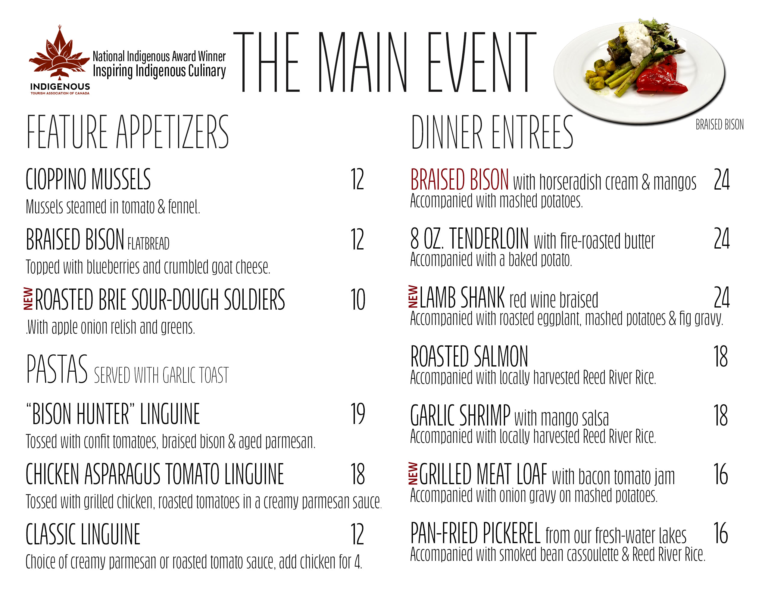 Menu-DINNER NEW – Buffalo Point Resort: Lake of the Woods Resorts ...